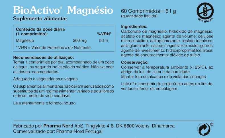 Bioactivo Magnésio 60 Comprimidos | A TUA FARMÁCIA