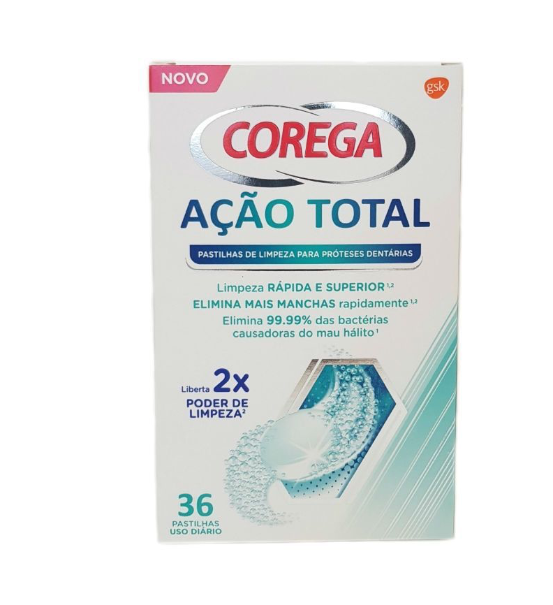 Corega Ação Total Pastilhas de Limpeza de Próteses Dentárias x 36 unid ...