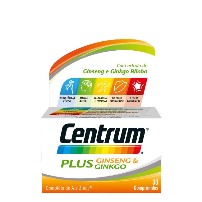 Centrum Plus Ginseng Ginkgo x 30 Comprimidos | A TUA FARMÁCIA